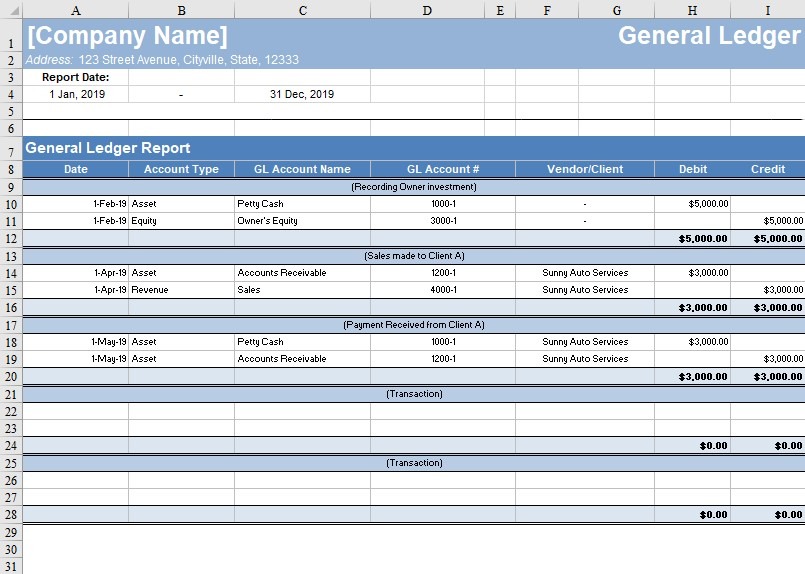 General Ledger Template Free Download FreshBooks