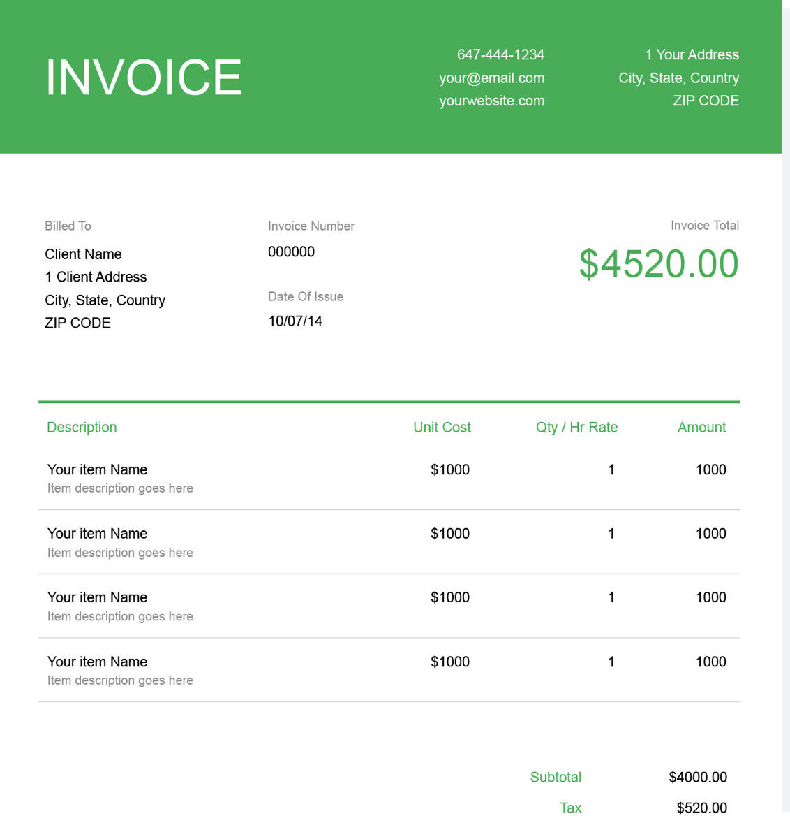 How To Create A Invoice Template In Excel