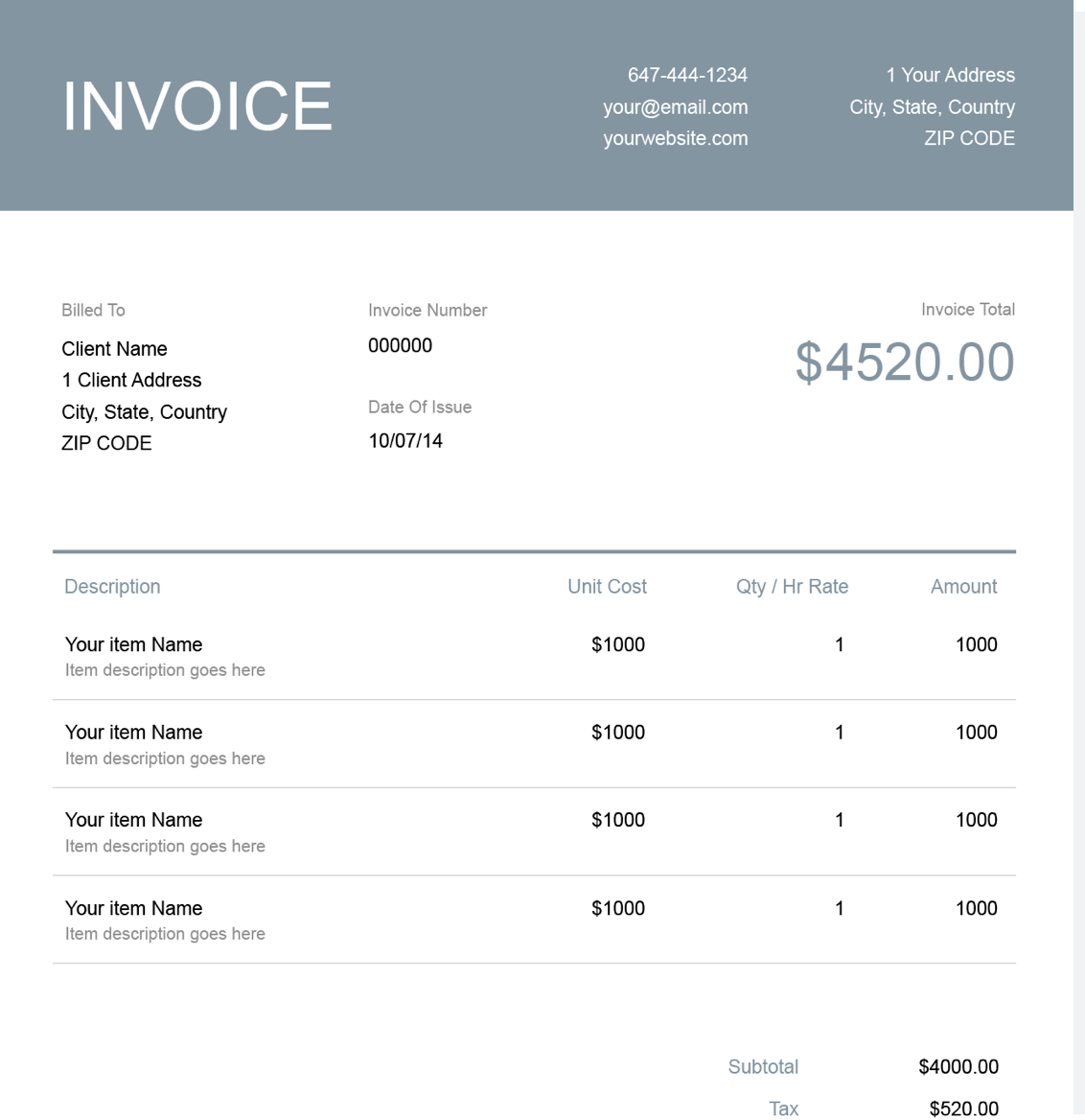 Small Business Invoice Template Free Downloadable Templates FreshBooks