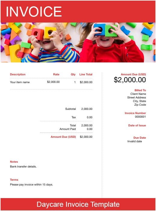 Daycare Invoice Template Free Downloadable Templates FreshBooks