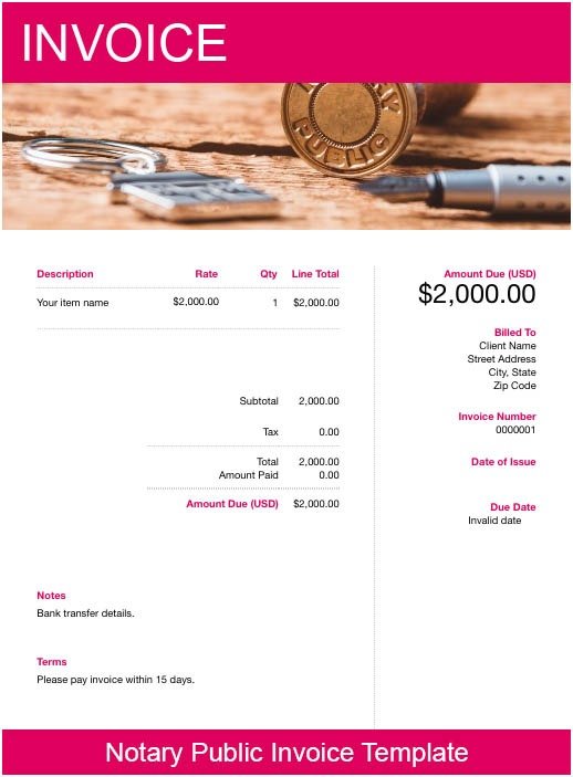Notary Invoice Template Free Custom Templates FreshBooks